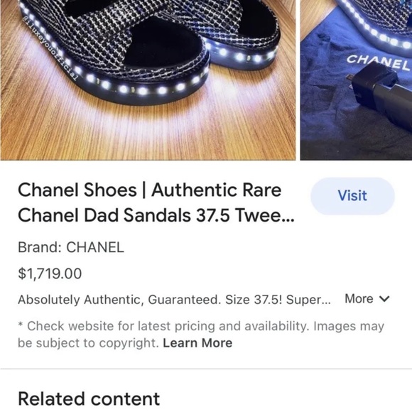 CHANEL | Shoes | Led Dad Birkenstock Style Sandals Cc Tweed No Size 85 ...